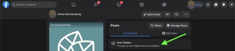 What Happens When hiding a Facebook Post + How to Hide One