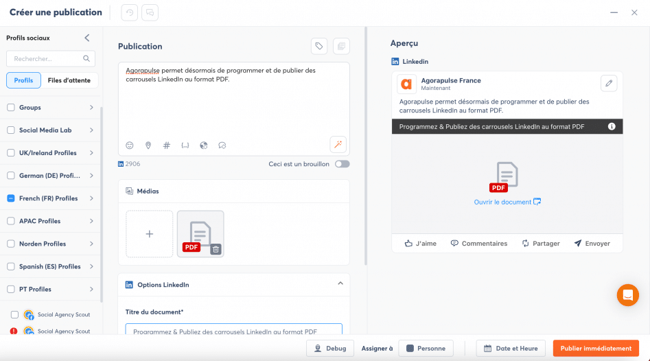 Créez des carrousels LinkedIn performants avec Agorapulse